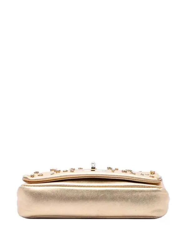 Miu Miu Metallic Nappa Leather Studded Flap Crossbody Bag - Gold