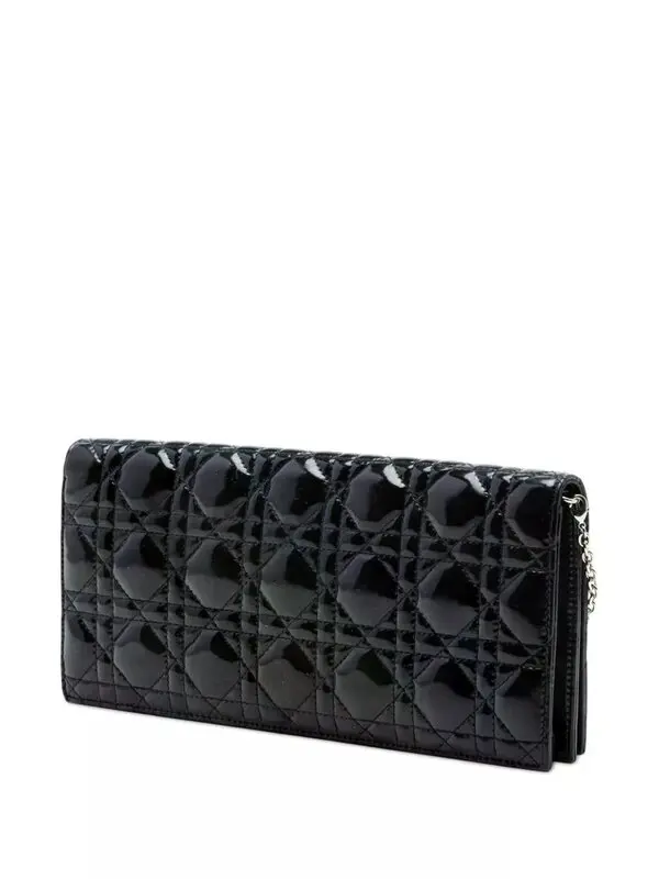 Dior Patent Cannage Lady Clutch With Chain - Black