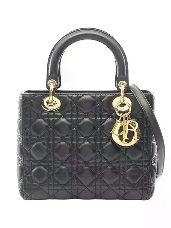 Dior Lambskin Cannage Lady Satchel - Black