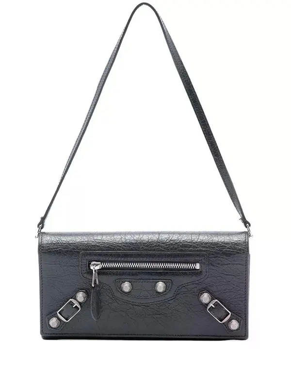 Balenciaga 2014 Lambskin Motocross Giant 12 Wallet On Strap Handbag - Black