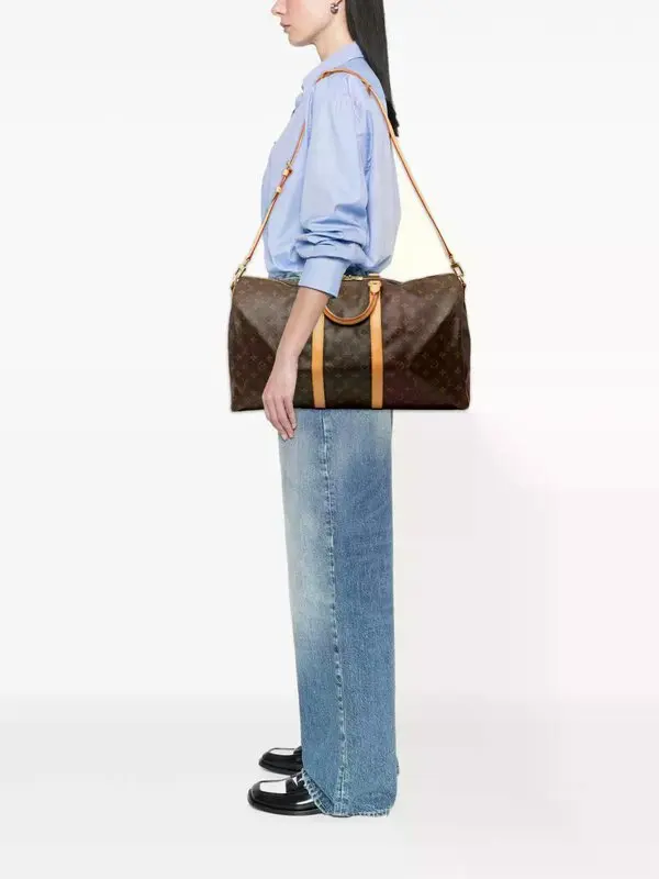 LOUIS VUITTON Monogram Keepall Bandouliere 50 Travel Bag - Brown