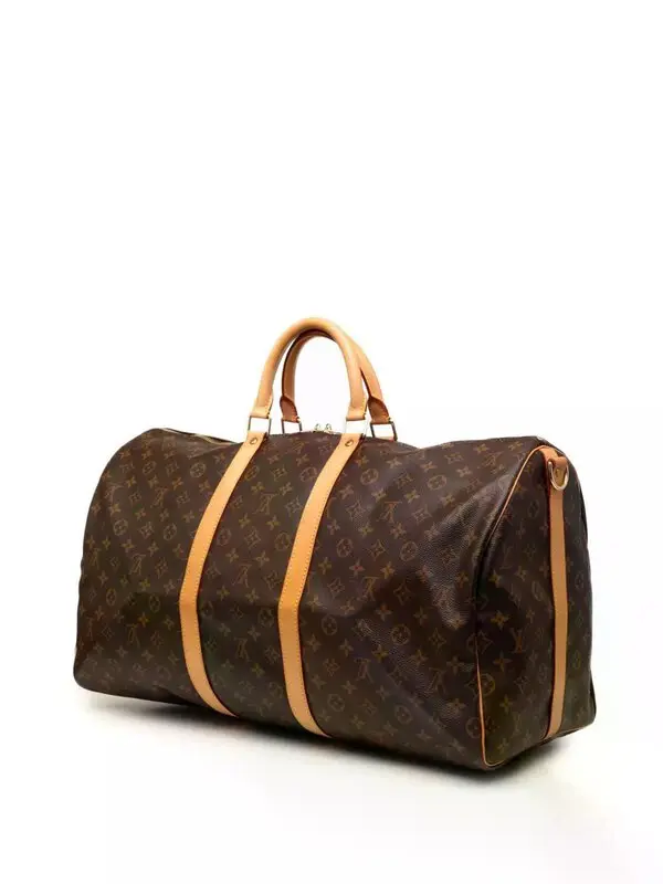 LOUIS VUITTON Monogram Keepall Bandouliere 50 Travel Bag - Brown