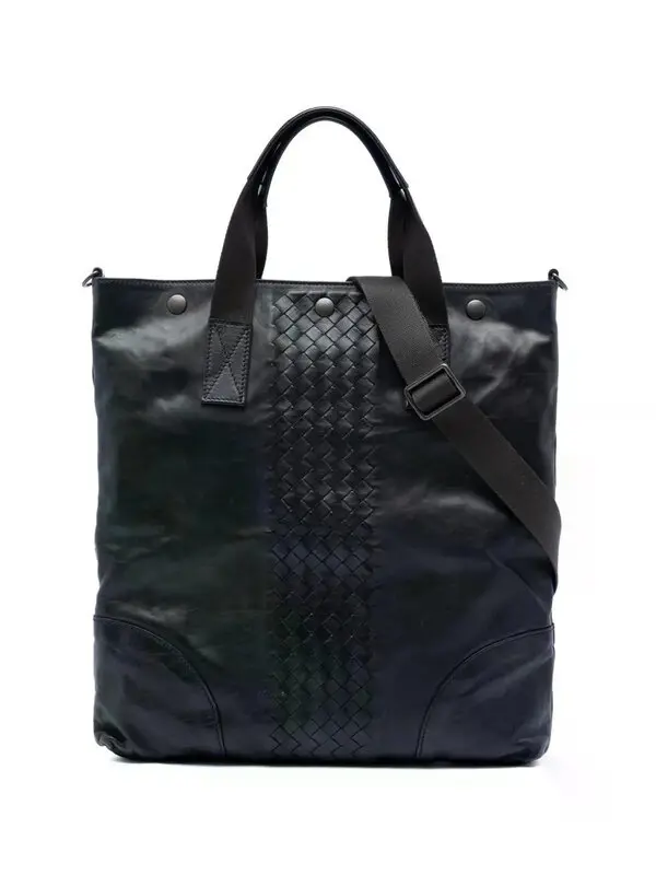 Bottega Veneta Intrecciato Convertible Tote Satchel - Black