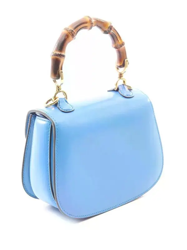 Gucci 1947 Bamboo Top Handle Bag Satchel - Blue