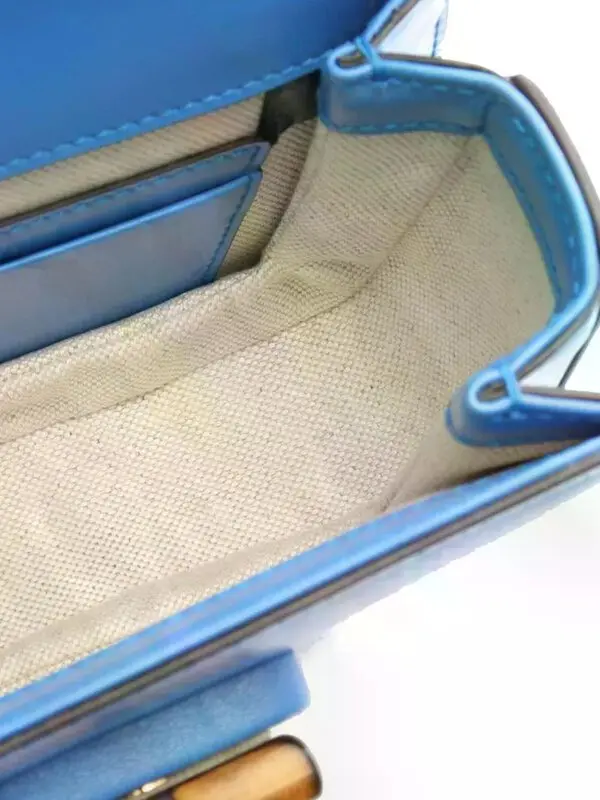 Gucci 1947 Bamboo Top Handle Bag Satchel - Blue
