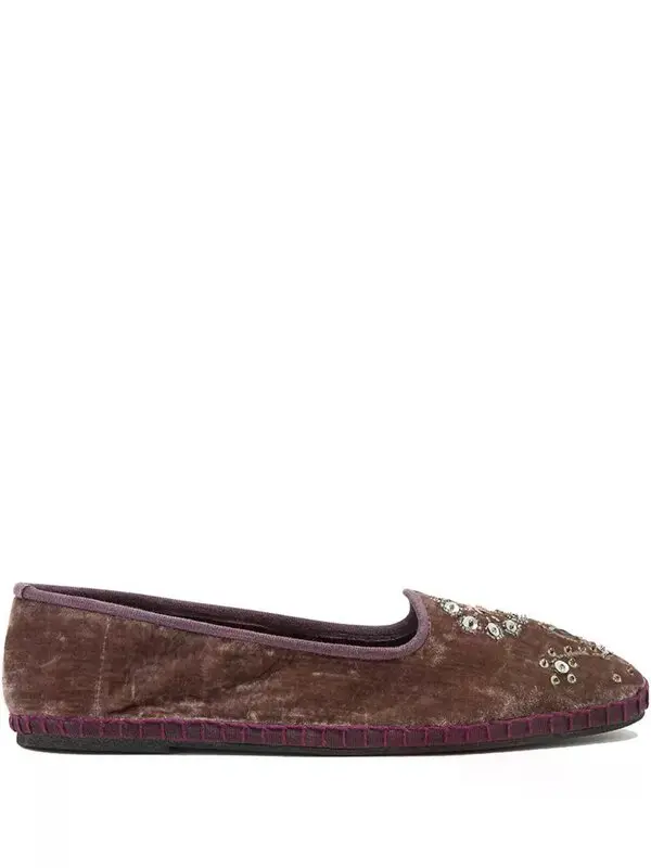 Malìparmi Embroidered Velvet Ballet Flats