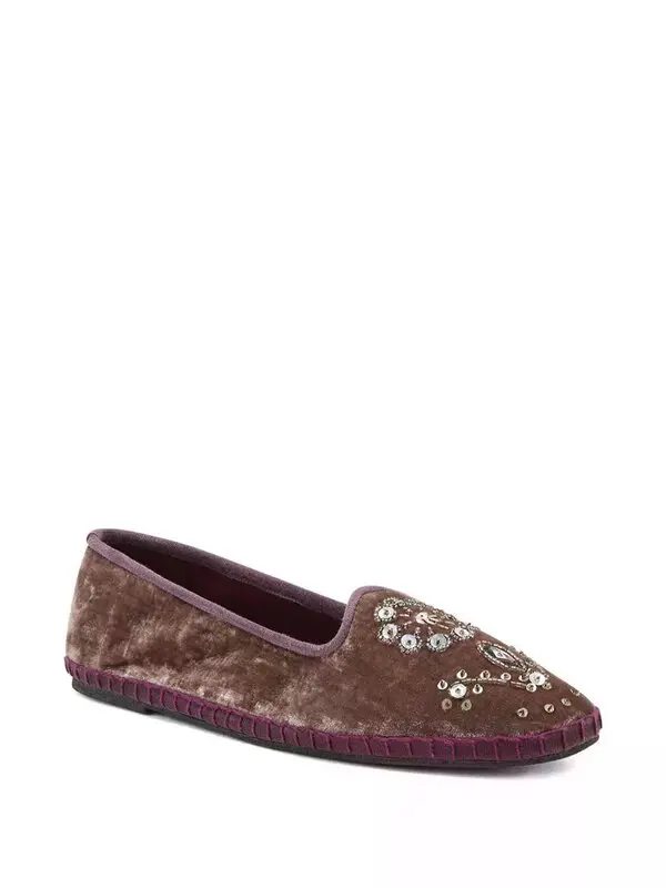 Malìparmi Embroidered Velvet Ballet Flats