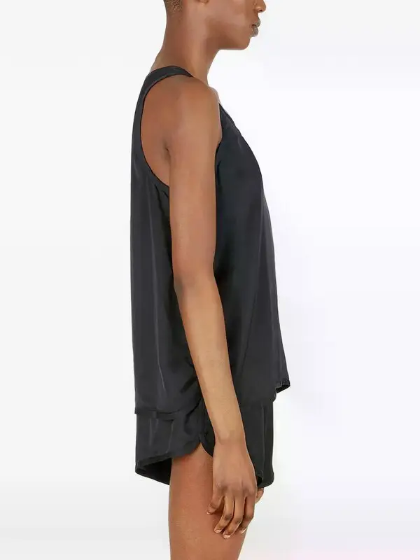 MORE JOY Curved Hem Shorts With Tonal Logo