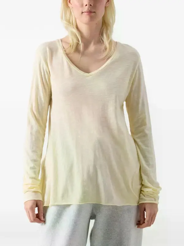 American Vintage Jacksonville Long-sleeve V-neck T-shirt - Yellow