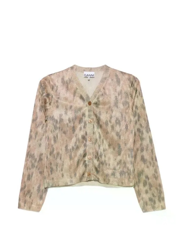 GANNI Leopard-print V-neck Cardigan