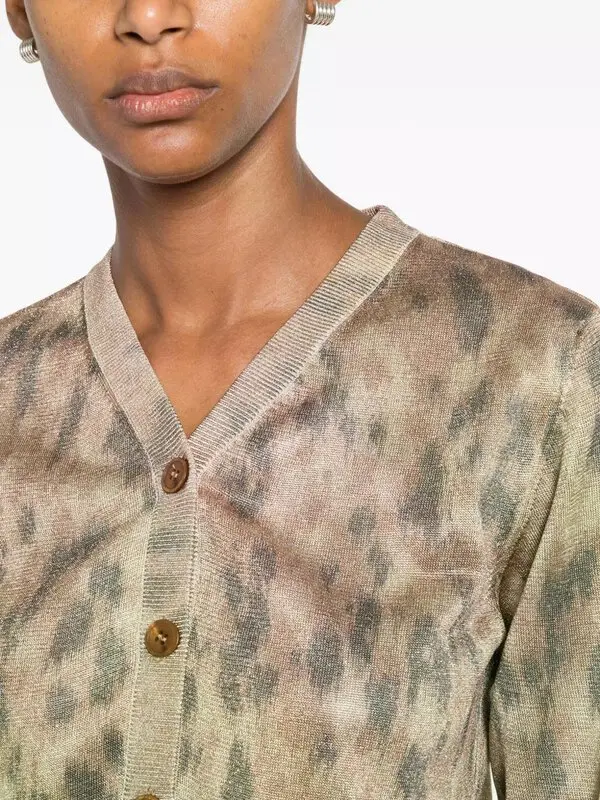 GANNI Leopard-print V-neck Cardigan
