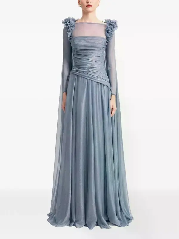 GEMY MAALOUF Dusty Embellished Ruched Gown