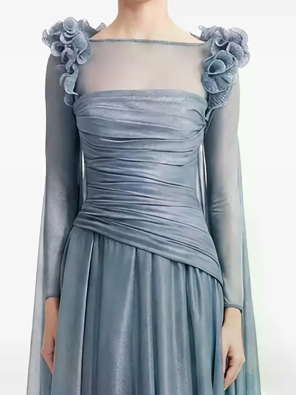 GEMY MAALOUF Dusty Embellished Ruched Gown