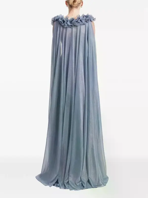 GEMY MAALOUF Dusty Embellished Ruched Gown - Blue