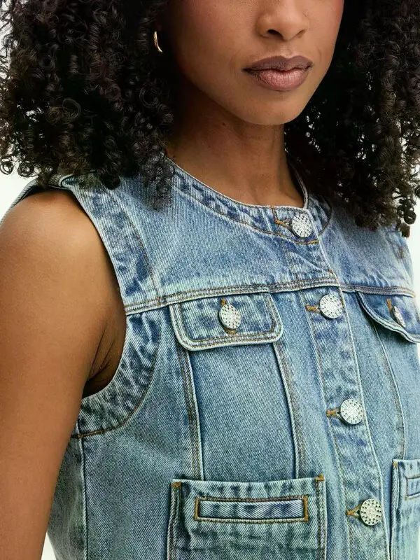 MORGAN Cropped Denim Gilet