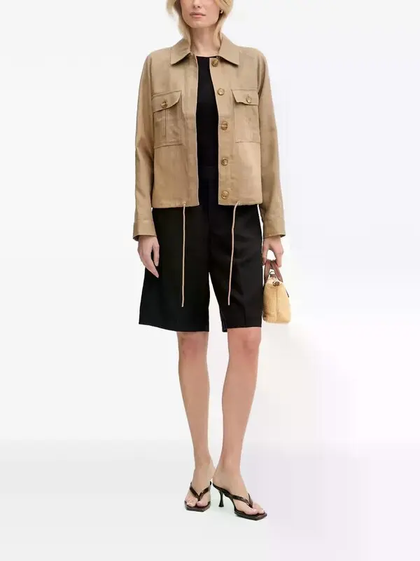 MOS MOSH Embroidered Drawstring-hem Shirt