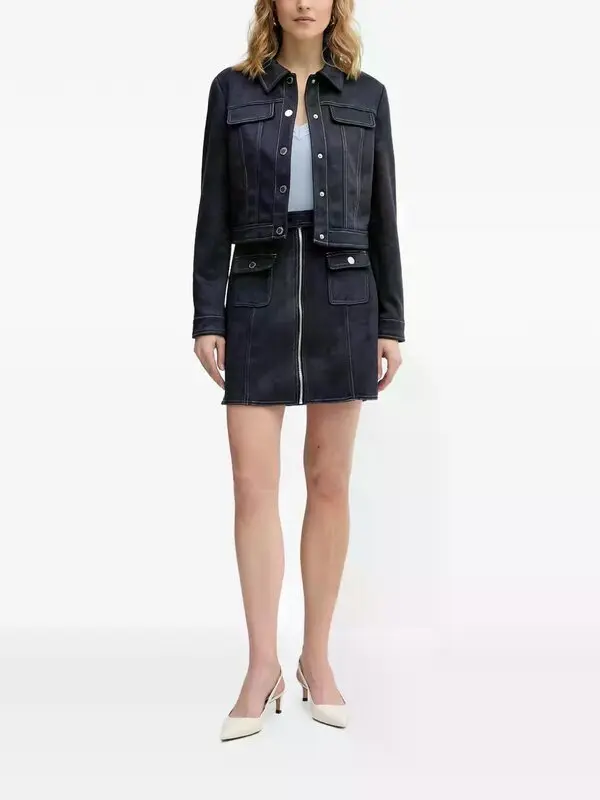 MORGAN Contrast-stitch Suede Jacket