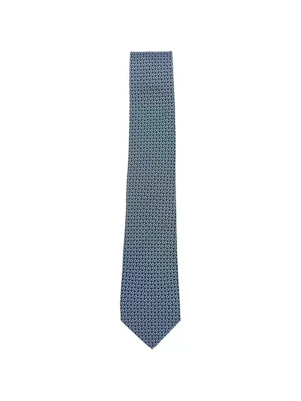 FERRAGAMO Chicca Gancini-pattern Tie - Blue