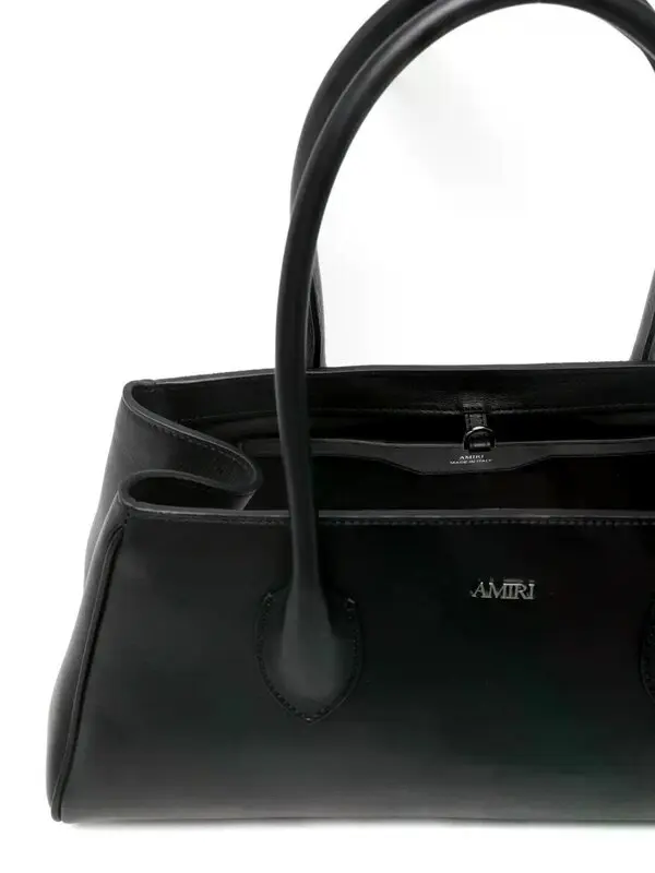 Amiri Logo Plaque Leather Tote Bag