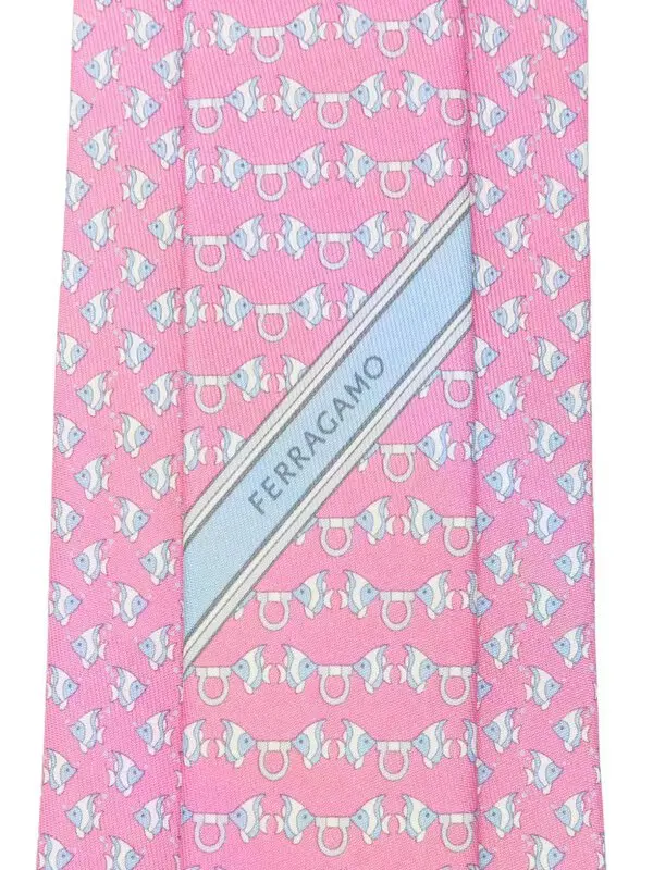 FERRAGAMO Cyrus Gancini Fish-print Tie