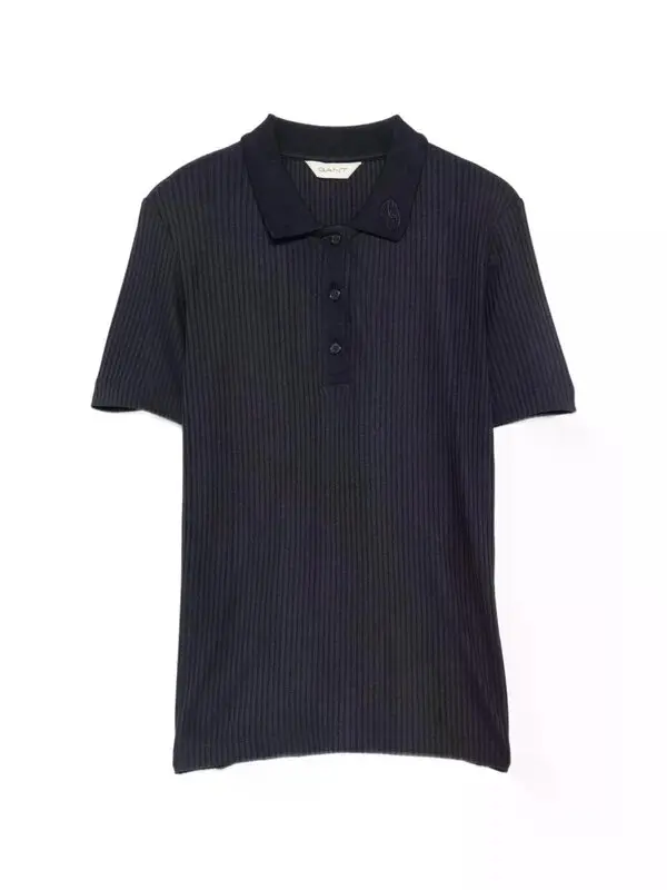 Gant Ribbed Knit Polo Shirt - Blue