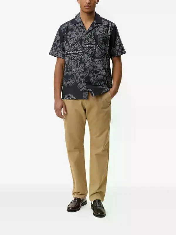 LES DEUX Paisley-print Short-sleeve Shirt - Black