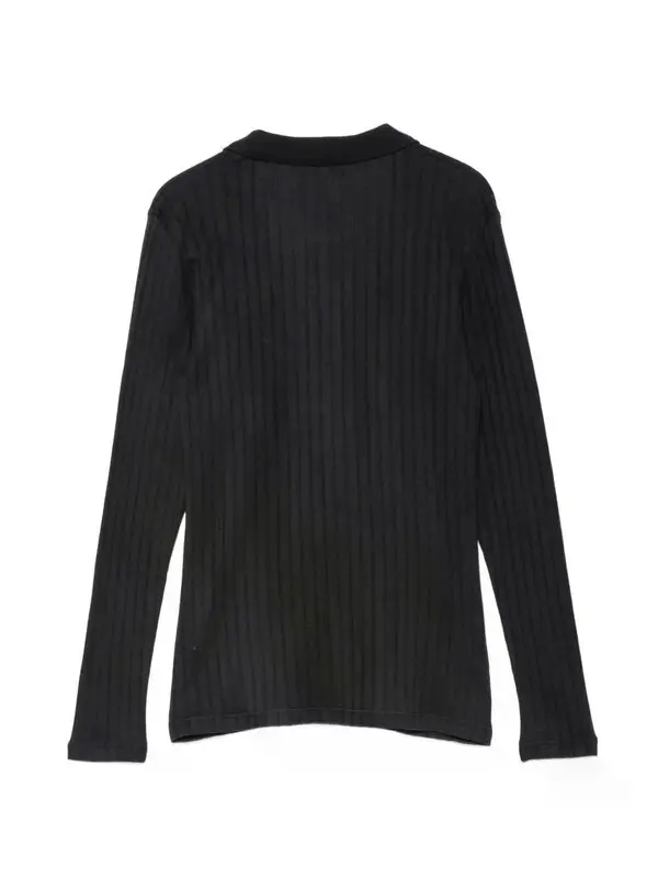 Marc O'polo Ribbed Knit Long-sleeve Polo Top
