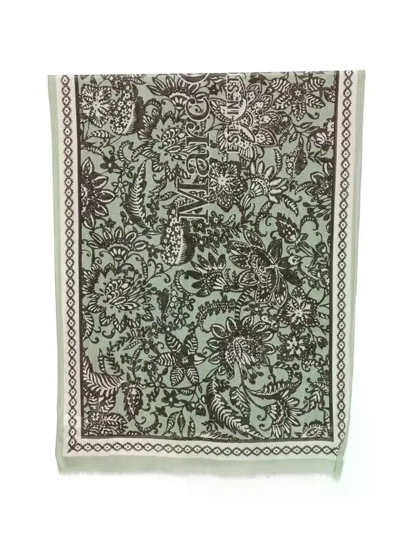 Marc O'polo Floral-print Frayed-edge Scarf - Green