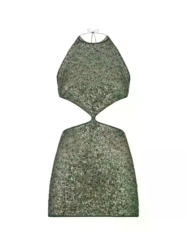 Oseree Netquins Cut-out Mini Dress - Green