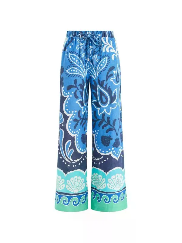BANANA MOON Paisley Print Drawstring Palazzo Pants - Blue