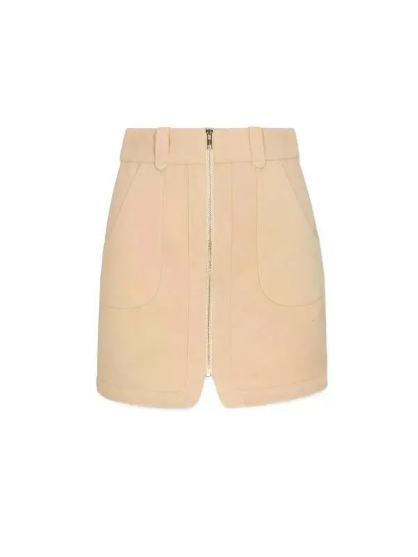 HEVRON Nora Zip-up Mini Skirt - Neutrals