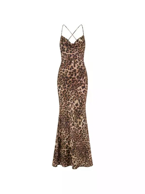 ACTUALEE Leopard-print Maxi Dress - Brown