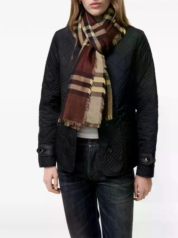 Burberry Wide Reversible Check Wool-silk Scarf