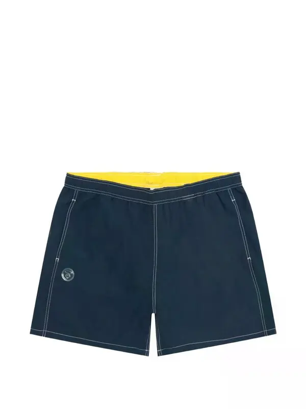 AAPE BY *A BATHING APE Logo Print Contrast Stitch Shorts - Blue