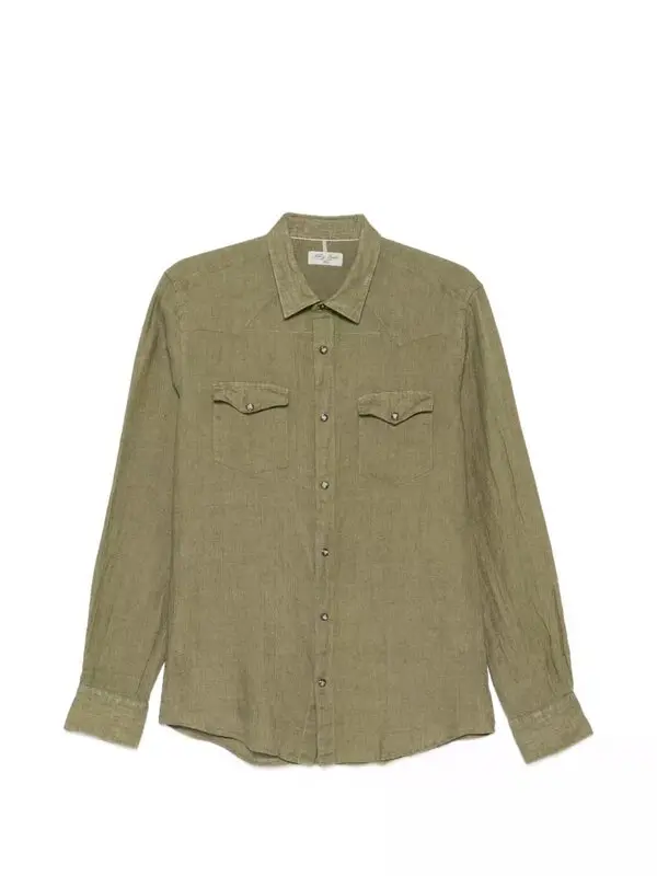 ALLEY DOCKS 963 Western-style Chest-pocket Shirt - Green