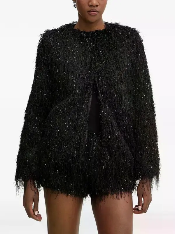 HAVEONE Shaggy-knit Metallic-thread Jacket - Black