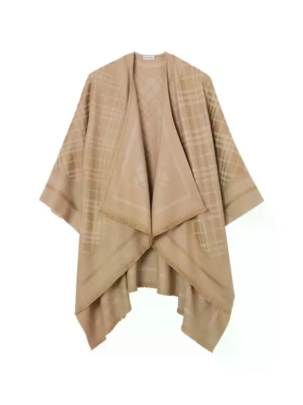 Burberry Check Wool-cashmere Cape - Neutrals