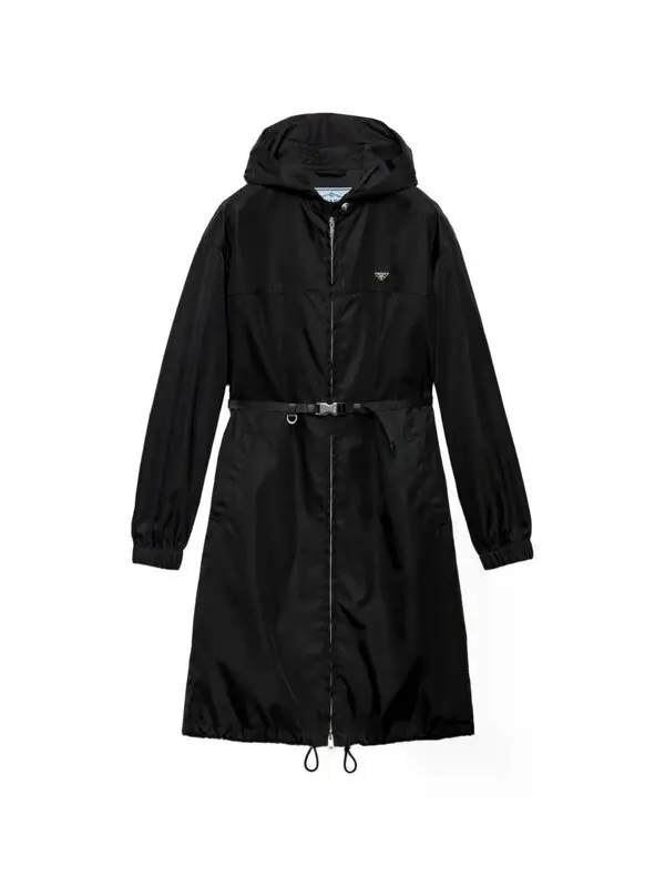 Prada Re-nylon Hooded Coat - Black
