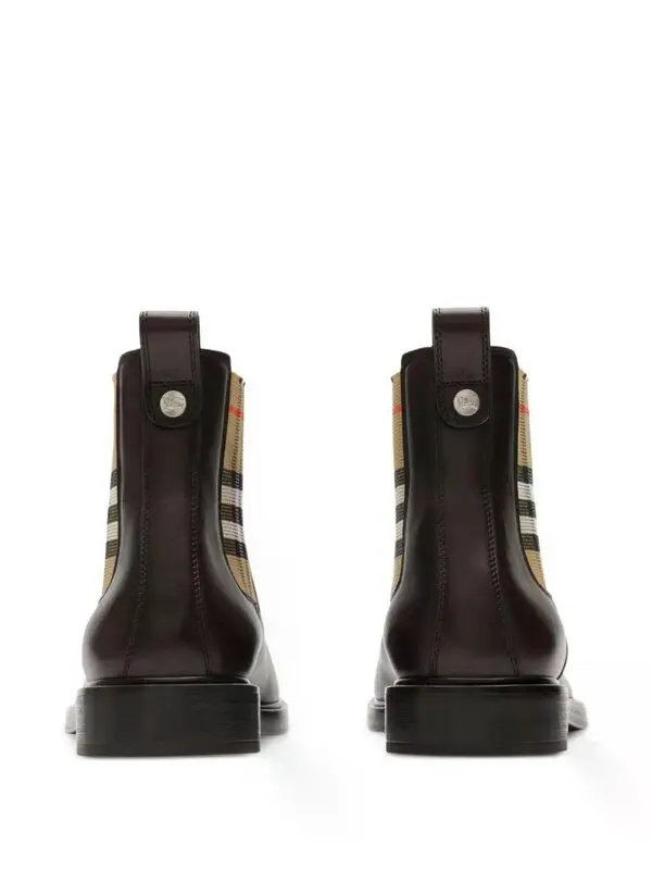 Burberry Pembroke Leather Boots With Check Panels