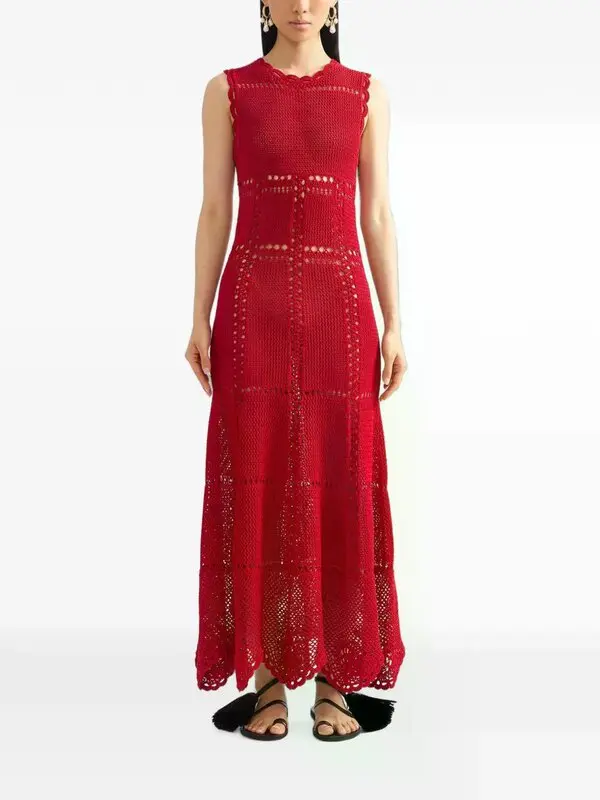 Erdem Crochet-knit Flare Midi Dress - Red