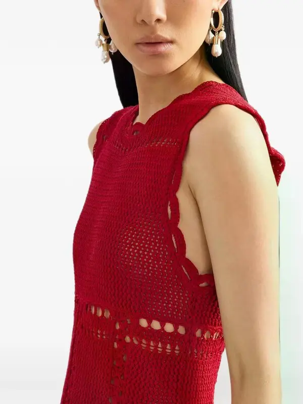 Erdem Crochet-knit Flare Midi Dress - Red