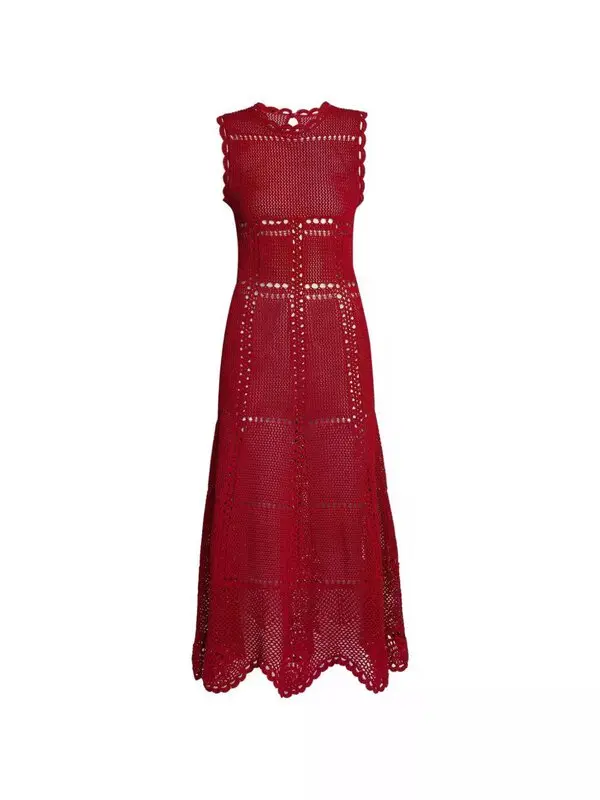 Erdem Crochet-knit Flare Midi Dress - Red