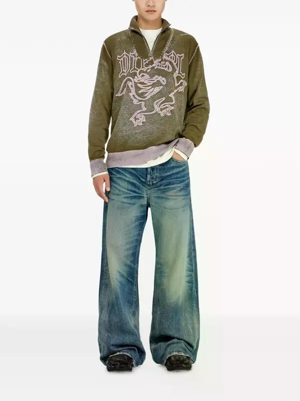 DIESEL® Griffin Motif Half-zip Sweater