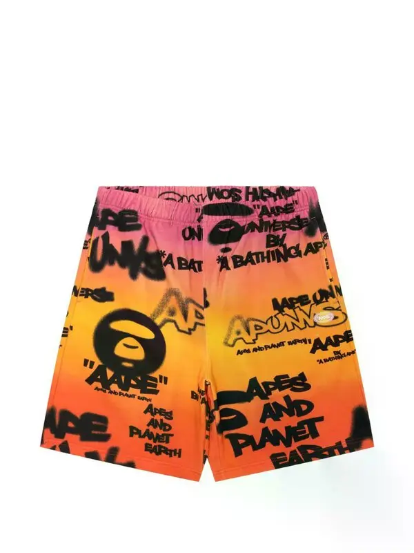 AAPE BY *A BATHING APE Graffiti Print Cotton Shorts