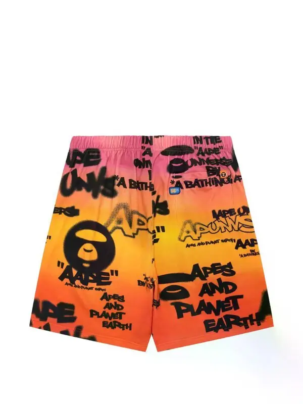 AAPE BY *A BATHING APE Graffiti Print Cotton Shorts