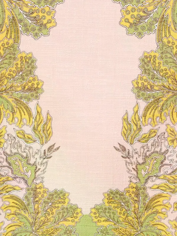 La DoubleJ Swathe" Botanical Print Cotton Top With Feather Trim