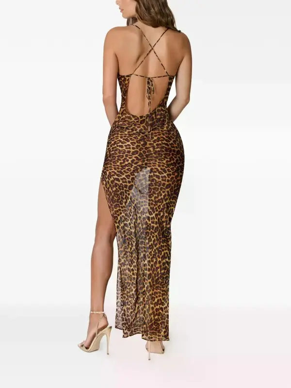 MAISON CLOSE Leopard-print Backless Gown