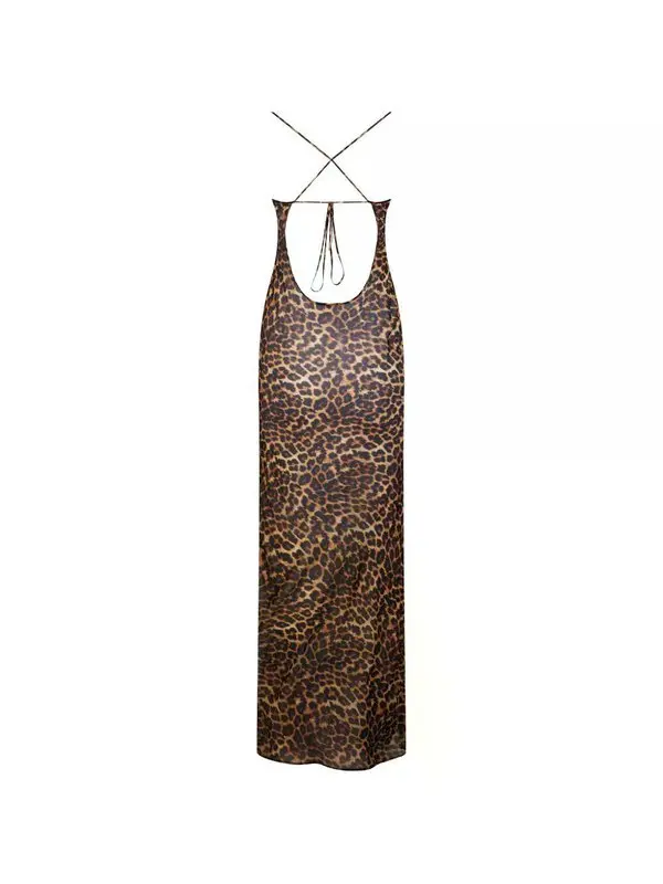 MAISON CLOSE Leopard-print Backless Gown