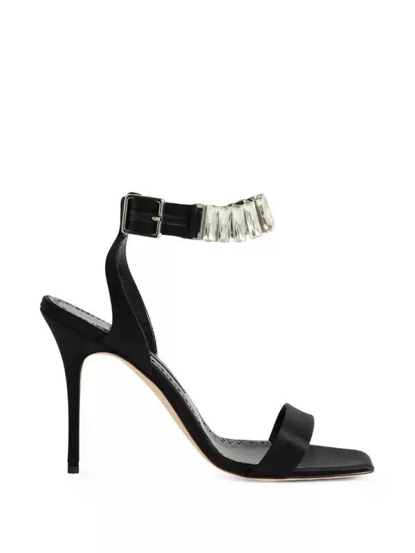Manolo Blahnik Bayosan Crystal Embellished Sandals - Black