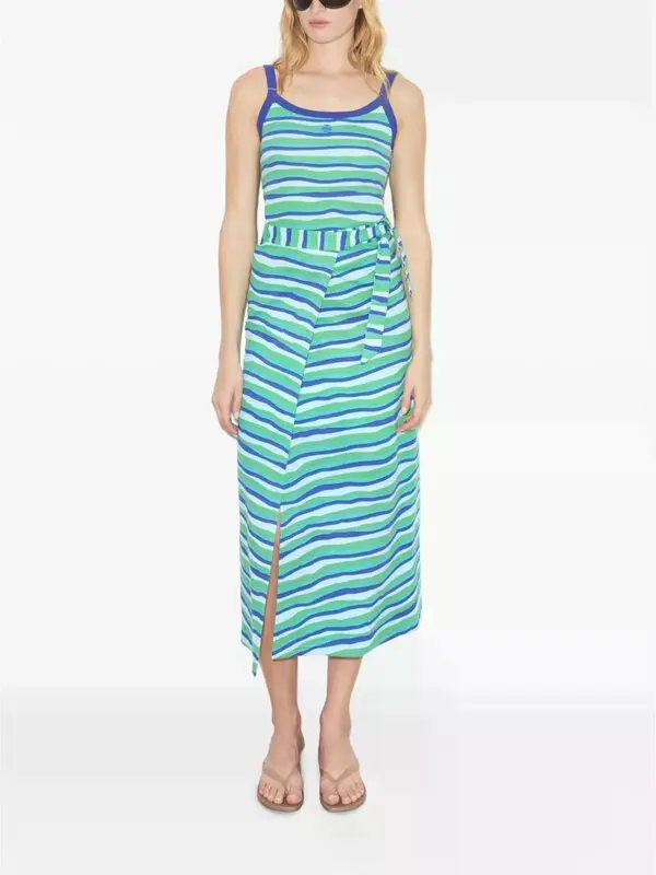 Tory Burch Cotton Knit Wrap Skirt With Organic Stripes